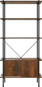 5patrový policový regál se skříňkou 80x40x163cm ocel a kompozit 336356