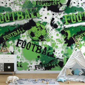 Fototapeta Fotbalová vášeň - zelený motiv fotbalového míče s anglickými nápisy