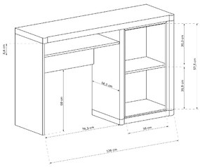 DALLAS s | psací stůl D13 | 126 cm | sonoma