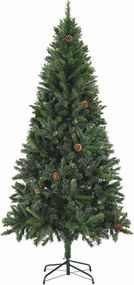 Umělý vánoční stromek s LED osvětlením a šiškami zelený 180 cm 3077744
