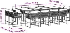 13dílný zahradní jídelní set s poduškami hnědý polyratan 3211581