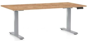 Výškově nastavitelný stůl OfficeTech D, 160 x 80 cm, šedá podnož, dub kraft