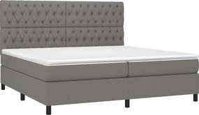 Box spring postel s matrací a LED tmavě šedá 200x200 cm textil 3135142