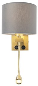 Nástěnná lampa ve stylu art deco zlatá se šedým odstínem - Brescia