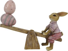 Velikonoční dekorace králíčka s vajíčky na houpačce - 16*3*12 cm