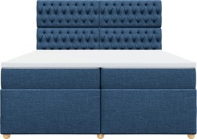 Box spring postel s matrací modrá 200x200 cm textil 3291400