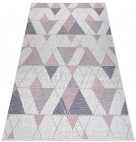 Dywany Łuszczów, Kusový koberec Sion Sisal Triangles B3006A ecru/pink – na ven i na doma, 80x150, růžová, chodba / předsíň
