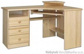dřevěný rohový psací stůl, PC stolek z masivního dřeva BR108 pacyg