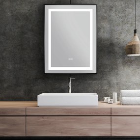 Smartzrcadla Koupelnové zrcadlo S-4659 s LED podsvícením 60 × 80 cm (černý rám)
