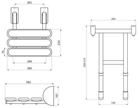 Ridder Ridder, HANDICAP sklopné sedátko do sprchy s podpěrou, 38x36cm, bílá, A140101-1