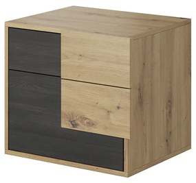 Noční stolek, černá borovice norská/ dub artisan, Tempo Kondela BAFRA