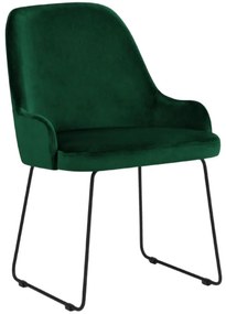 OnaDnes -20% Tmavě zelená sametová jídelní židle MICADONI OLIVINE