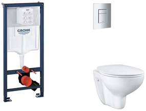 Grohe Rapid SL - Set předstěnové instalace, klozetu, sedátka SoftClose a tlačítka Skate Cosmopolitan, matný chrom SANI11BB2114