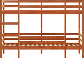 Patrová postel voskově hnědá 90x190 cm masivní borové dřevo 3284223
