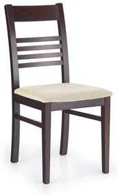 Halmar Dřevěná židle Juliusz tmavý ořech - krémová (eko kůže)