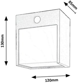 Rabalux 7479-LED Venkovní nástěnné svítidlo se senzorem BALIMO LED/12W/230V IP44