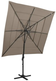 4stupňový zahradní slunečník s hliníkovou tyčí taupe 250x250 cm 313823