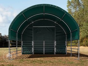 TOOLPORT Pastevní přístřešek pro zvířata 4x4 m, plachta z PVC, tmavě zelená, oprava země - (330612)