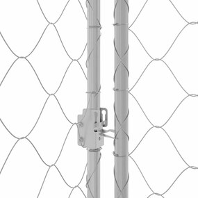 Psí klec s střechou Stříbrná 800 x 200 x 256 cm Ocel a PE 3368305