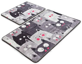 L´essentiel Maison Koupelnová předložka, Set 2 ks Meow - Grey, Vícebarevná