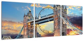 Obraz - Tower Bridge, Londýn, Anglie (s hodinami) (90x30 cm)