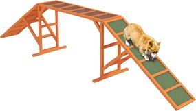 PawHut Agility most pro psy – Agility vybavení se zabezpečovací tyčí, protiskluzový povrch, 325 x 55 x 69 cm, Oranžová | Aosom