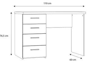 Psací stůl GINO bílá