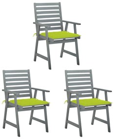Zahradní jídelní židle s poduškami 3 ks masivní akáciové dřevo,  3064439