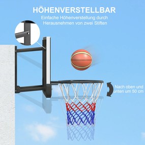 SPORTNOW basketbalový koš s deskou pro venkovní a vnitřní použití, basketbalová deska s ocelovou obroučkou Ø45 cm a sítí, montáž na zeď, basketbalová…