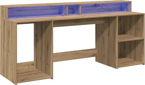 Psací stůl s LED dub artisan 200 x 55 x 91 cm kompozitní dřevo 3309446