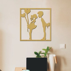 dřevo života Dřevěná dekorace PRVNÍ POLIBEK Rozměry (cm): 60x60, Barevný vzor: Borovice - limitovaná edice