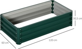 Outsunny Vyvýšený ocelový květináč Nerezový zeleninový záhon s otevřeným dnem pro zahradní balkon Zelený 120x60x30,5 cm |