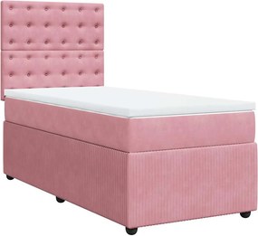 Box spring postel s matrací růžová 80 x 200 cm samet 3294507