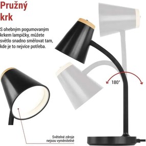 EMOS Černá LED stolní lampička Tara 4,5W Z7641B