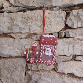 Vánoční ozdoba na stromeček perníkový vláček, 11 × 10 cm, k zavěšení, PVC, IP44, venkovní
