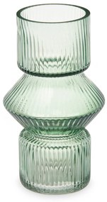 Skleněná váza, rýhované sklo, 9,5 x 16,5 cm