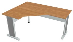 Stůl ergo lomený pravý 160×120/60 cm - Hobis Cross CEV 60 P Dekor stolové desky: olše, Dekor lamino podnože: šedá, Barva nohou: Stříbrná