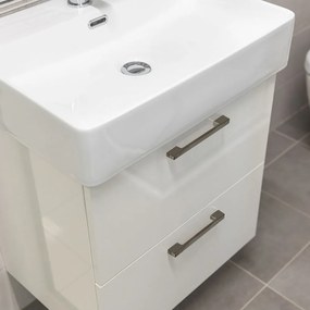 Mereo Mereo, Leny, koupelnová skříňka s keramickým umyvadlem 50 cm, bílá, nové madlo, MER-CN810N