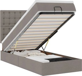 Osmanská postel s matrací &amp; LED taupe 90x200 cm látka 3314145