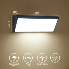 Brilagi - LED Venkovní nástěnné svítidlo TRIANGLE LED/42W/230V černá IP65