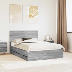 Rám postele s čelo Šedá Sonoma 140 x 200 cm Inženýrské dřevo 3409466