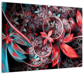 Abstraktní obraz exotických květů (70x50 cm)