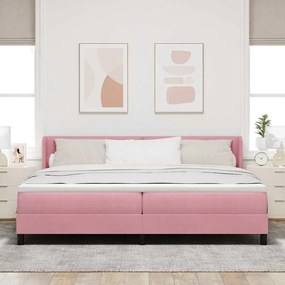 Postel s boxspringem s čelo Růžová 200 x 200 cm samet 3341491