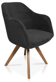 Černá otočná polstrovaná židle masiv dub Fonsi