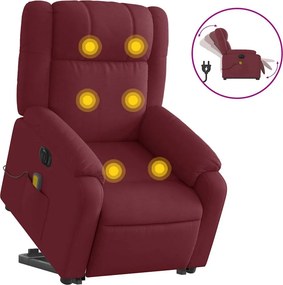 Elektrické zvedací masážní polohovací křeslo vínové textil 3205241