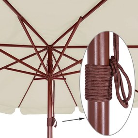 Dřevěný slunečník béžový Ø330cm UV ochrana 50+ 104074