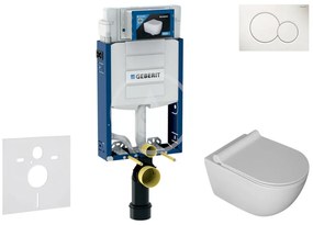 Geberit - Set předstěnové instalace, klozetu Gaia a sedátka softclose, tlačítko Sigma01, alpská bílá