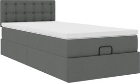 Osmanská postel s matrací &amp; LED tmavě šedá 80x200cm látka 3312430