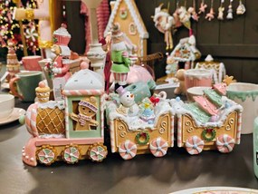 Barevný vánoční perníkový vláček Gingerbread Train Pastello - 45*12*19 cm