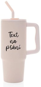 TEXT NA PŘÁNÍ - růžový cestovní termohrnek 900 ml